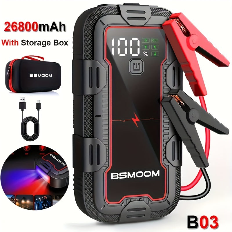 12V Car Jump Starter 6000A Peak Auto Battery Booster Pack, 26800mah P ...